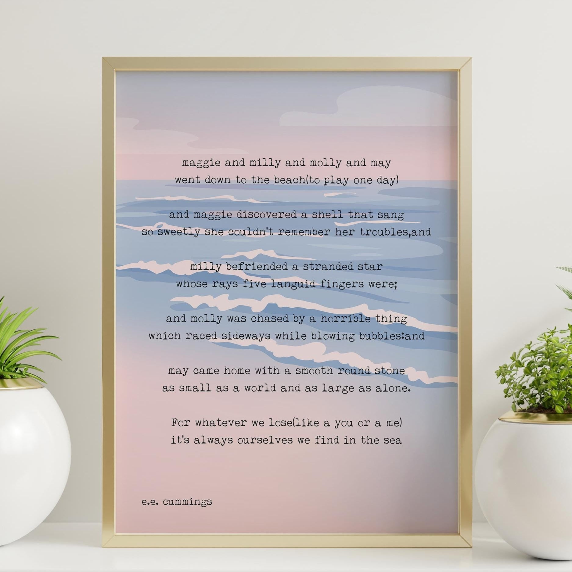 Maggie and Milly and Molly and May Poem E.E. Cummings Framed & Unframe ...