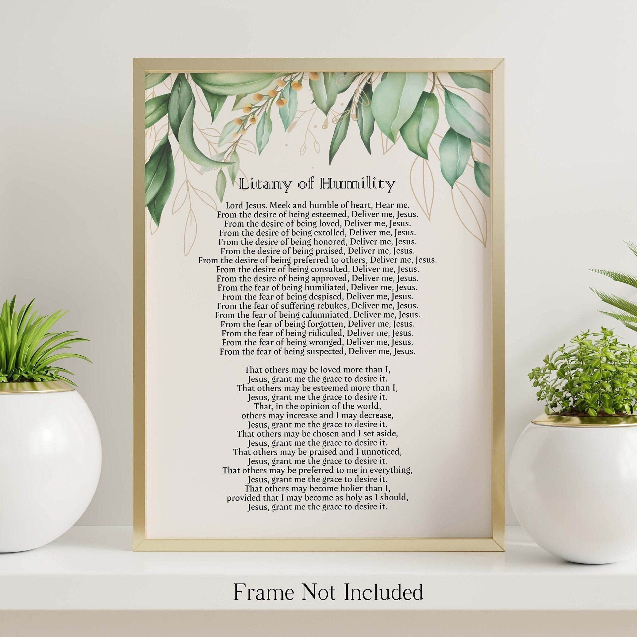 Litany of Humility Print – Catholic Wall Art – Christian Prayer Poster ...