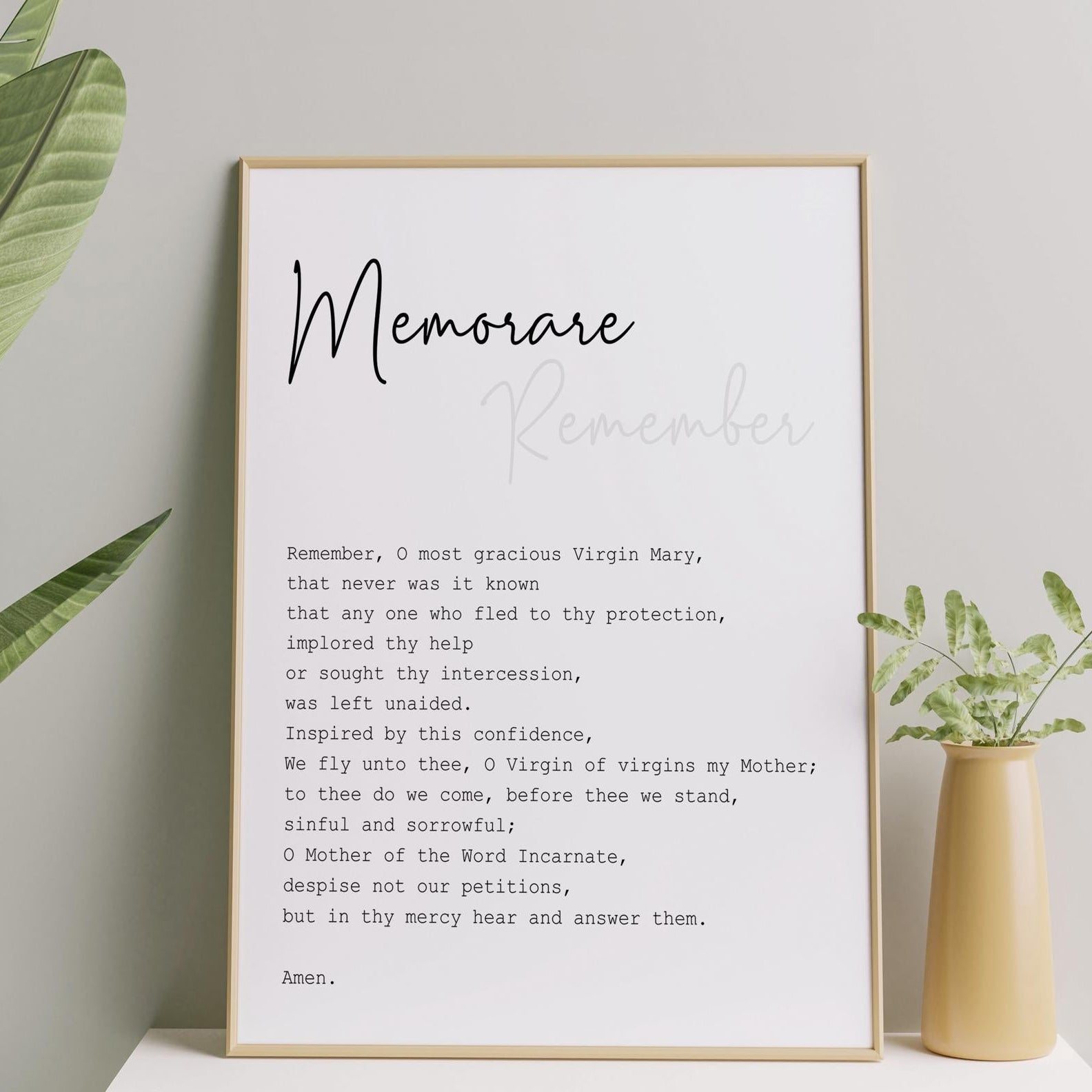 Memorare Prayer Print: "Remember" Catholic Christian Wall Art – The ...