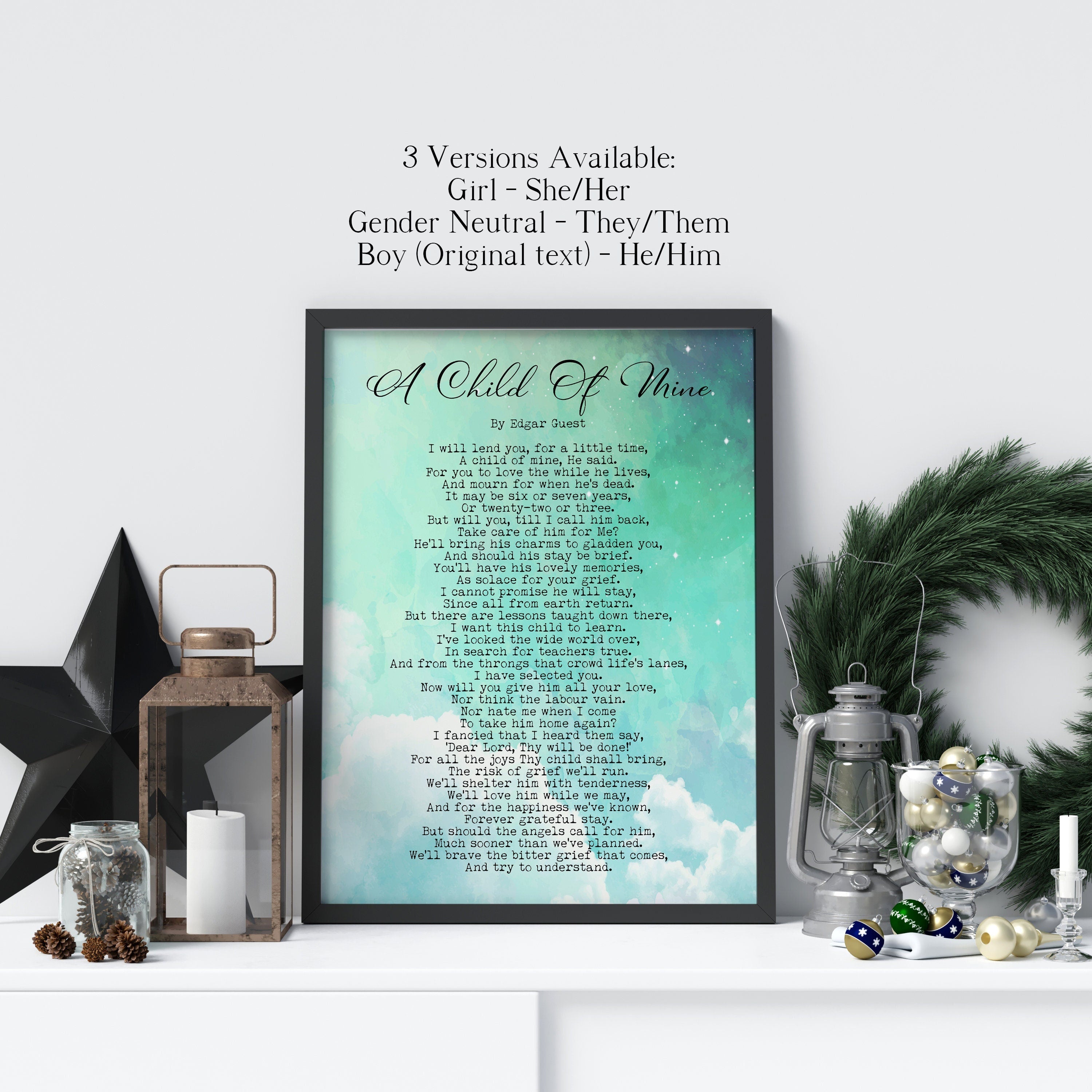 A Child Of Mine Edgar Guest Poem Girl, Boy, Gender Neutral - Mourning ...